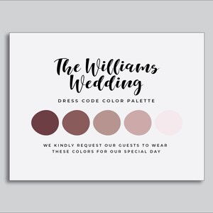 CUSTOM PARTY WEDDING Color Card Dress Code Attire Colors Enclosure ...