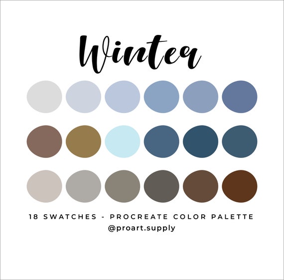 WINTER PROCREATE Color Palette Hex Codes Blue Gray Brown | Etsy