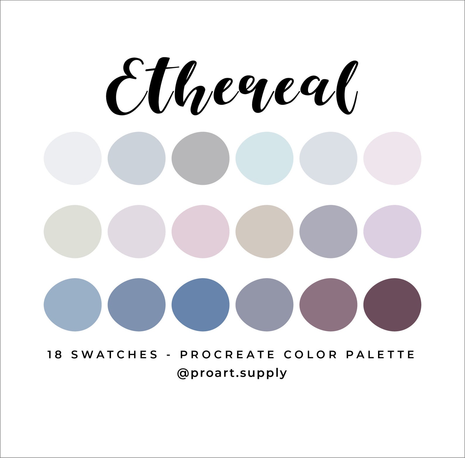 ETHEREAL PROCREATE Color Palette Hex Codes Blue, Purple, Gray for iPad ...