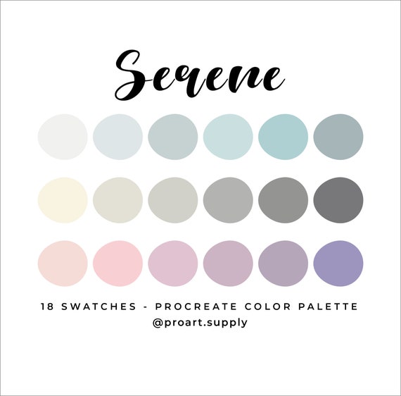 SERENE PROCREATE Color Palette Hex Codes Pink Blue Gray | Etsy Canada