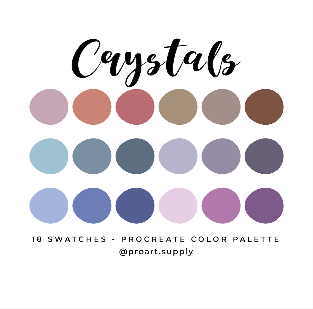 CRYSTALS PROCREATE Color Palette Hex Codes Blue, Purple, Brown for iPad ...