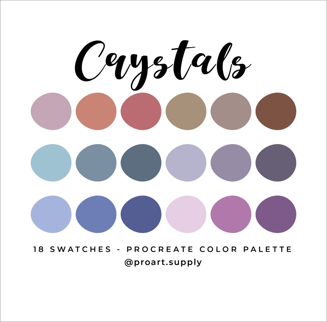 CRYSTALS PROCREATE Color Palette Hex Codes Blue, Purple, Brown for iPad ...