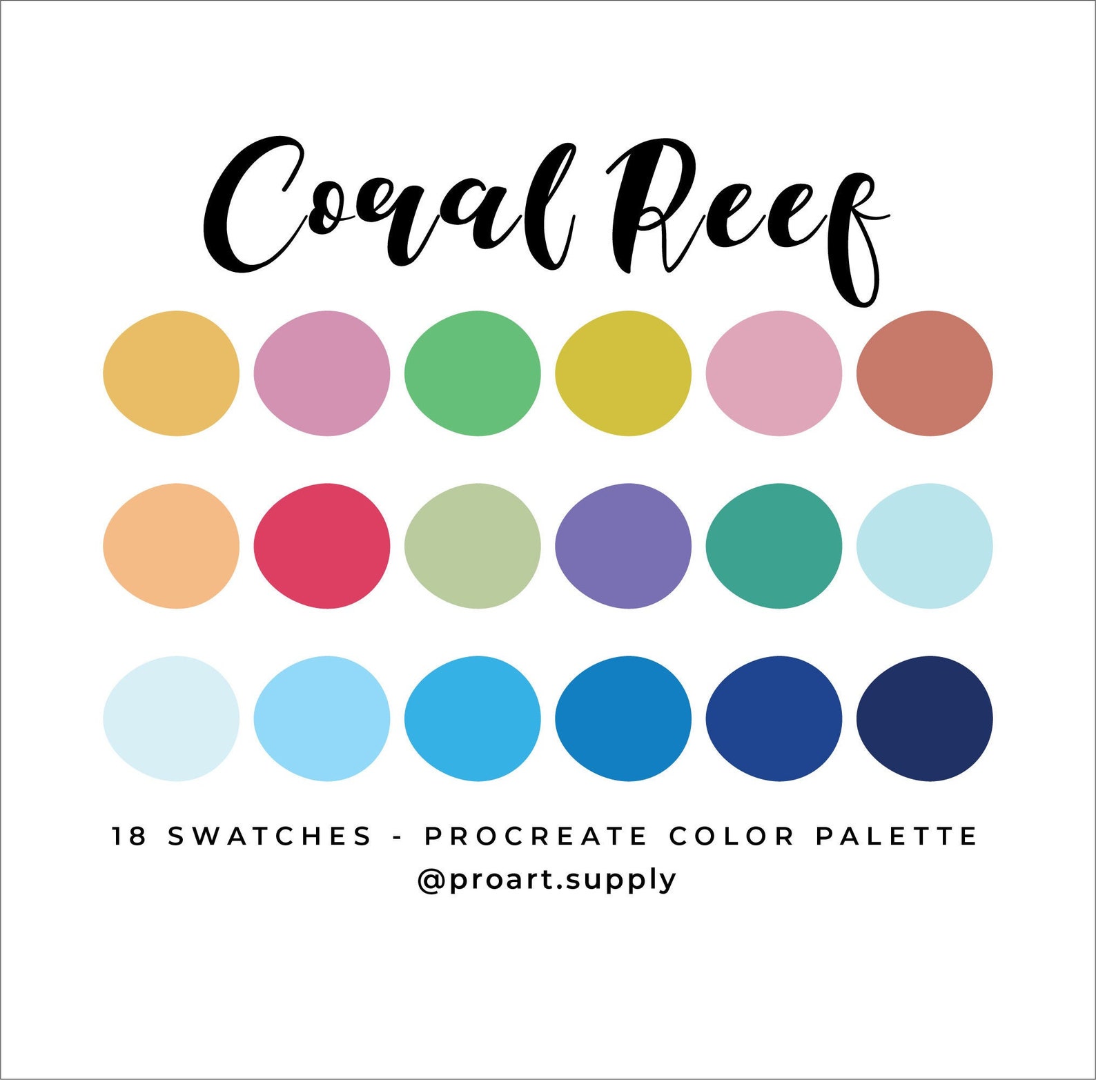 CORAL REEF PROCREATE Color Palette Hex Codes Orange, Purple, Green ...