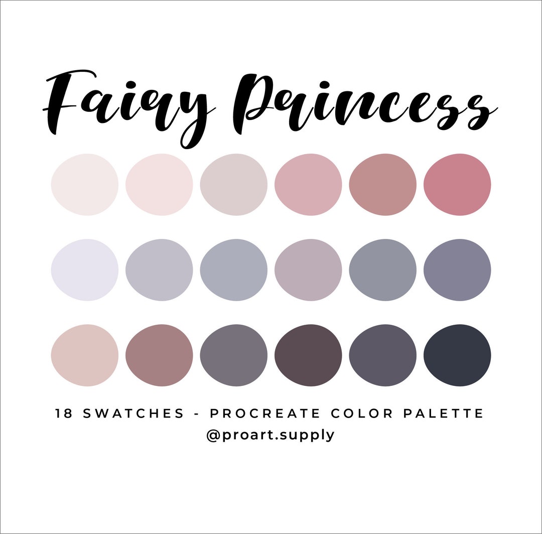 FAIRY PRINCESS PROCREATE Color Palette Hex Codes Pink, Blue, Gray ...