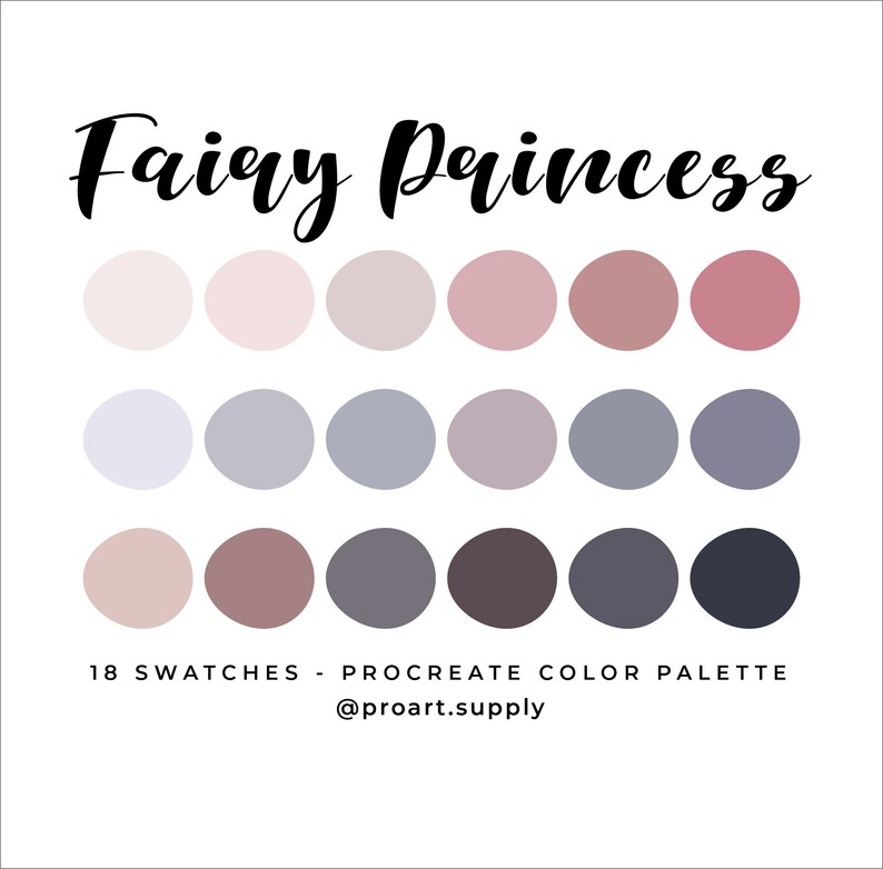 FAIRY PRINCESS PROCREATE Color Palette Hex Codes Pink, Blue, Gray ...