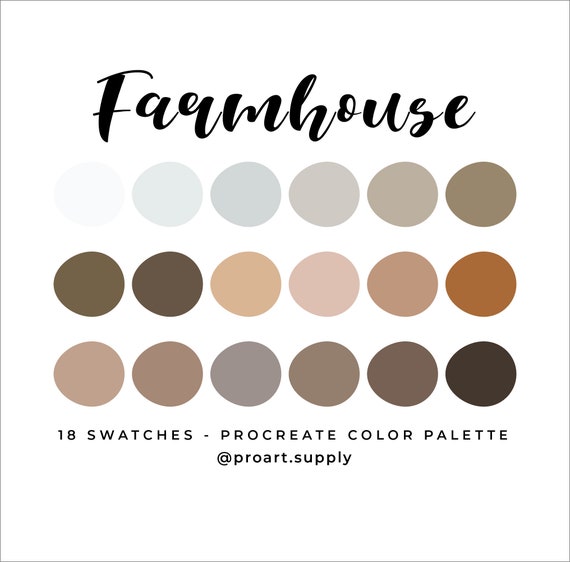FARMHOUSE PROCREATE Color Palette Hex Codes Brown Tan | Etsy