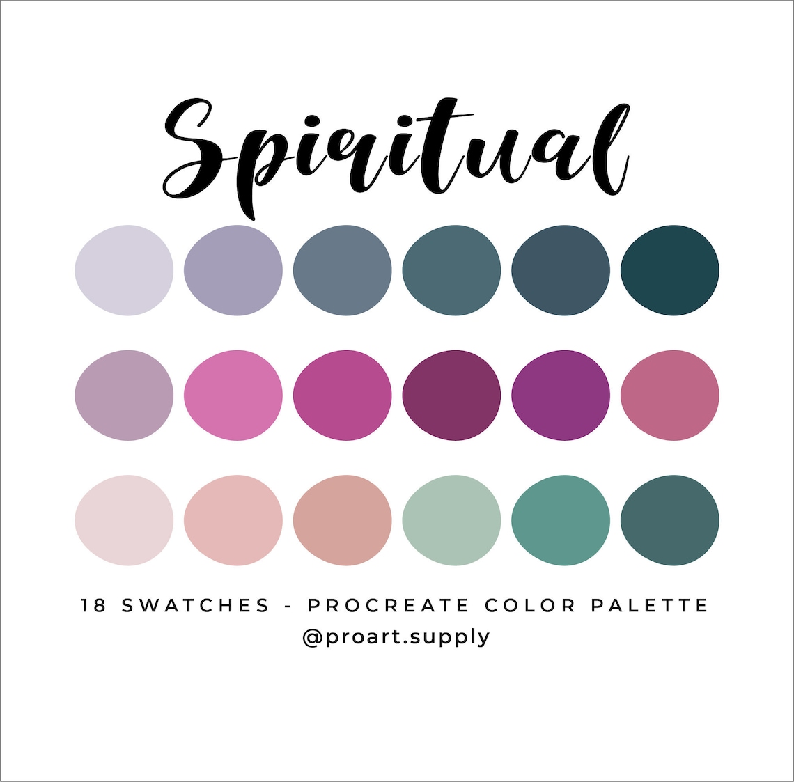 SPIRITUAL PROCREATE Color Palette Hex Codes Green, Purple, Tan for iPad ...