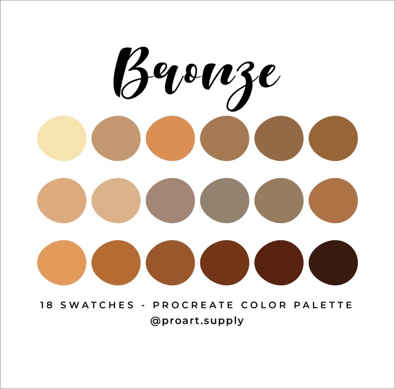 BRONZE PROCREATE COLOR Palette Hex Codes Beige, Brown, Gray for iPad ...