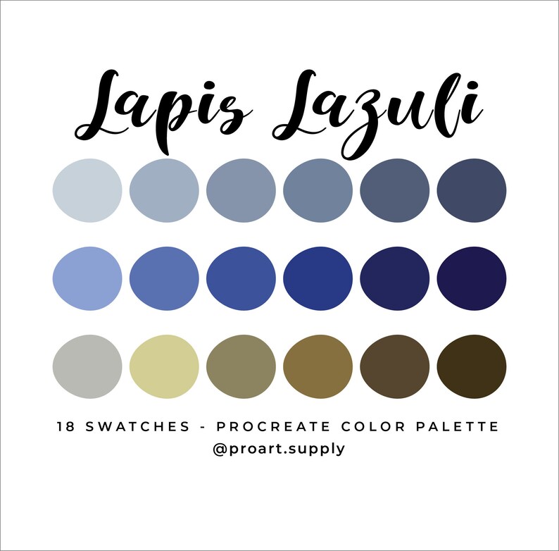 LAPIS LAZULI PROCREATE Color Palette Hex Codes Blue, Brown for iPad ...