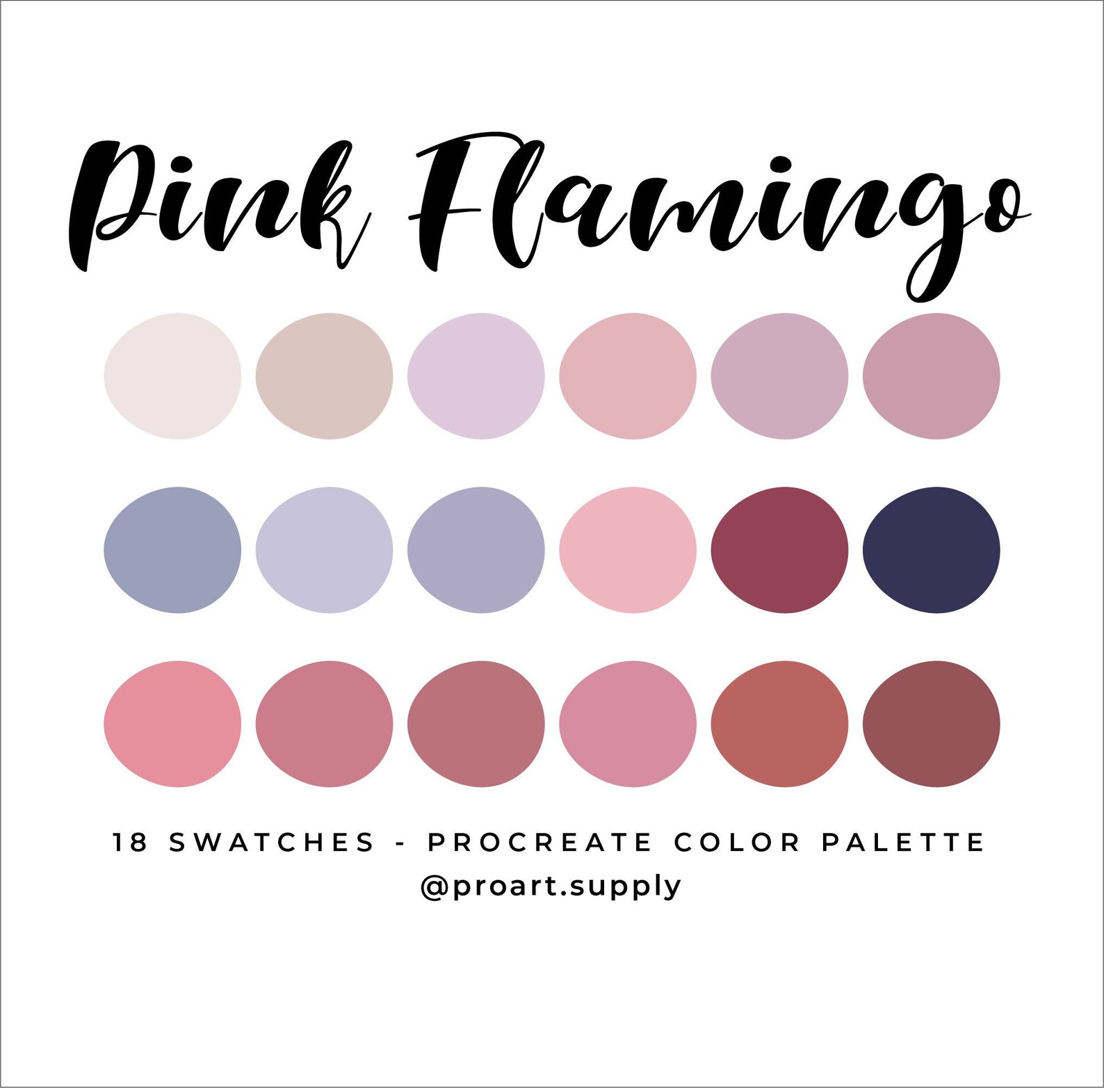 Pink Flamingo Procreate Color Palette Hex Codes Pink Blue Brown For