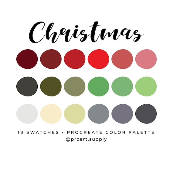 CHRISTMAS PROCREATE Color Palette Hex Codes Red Green | Etsy