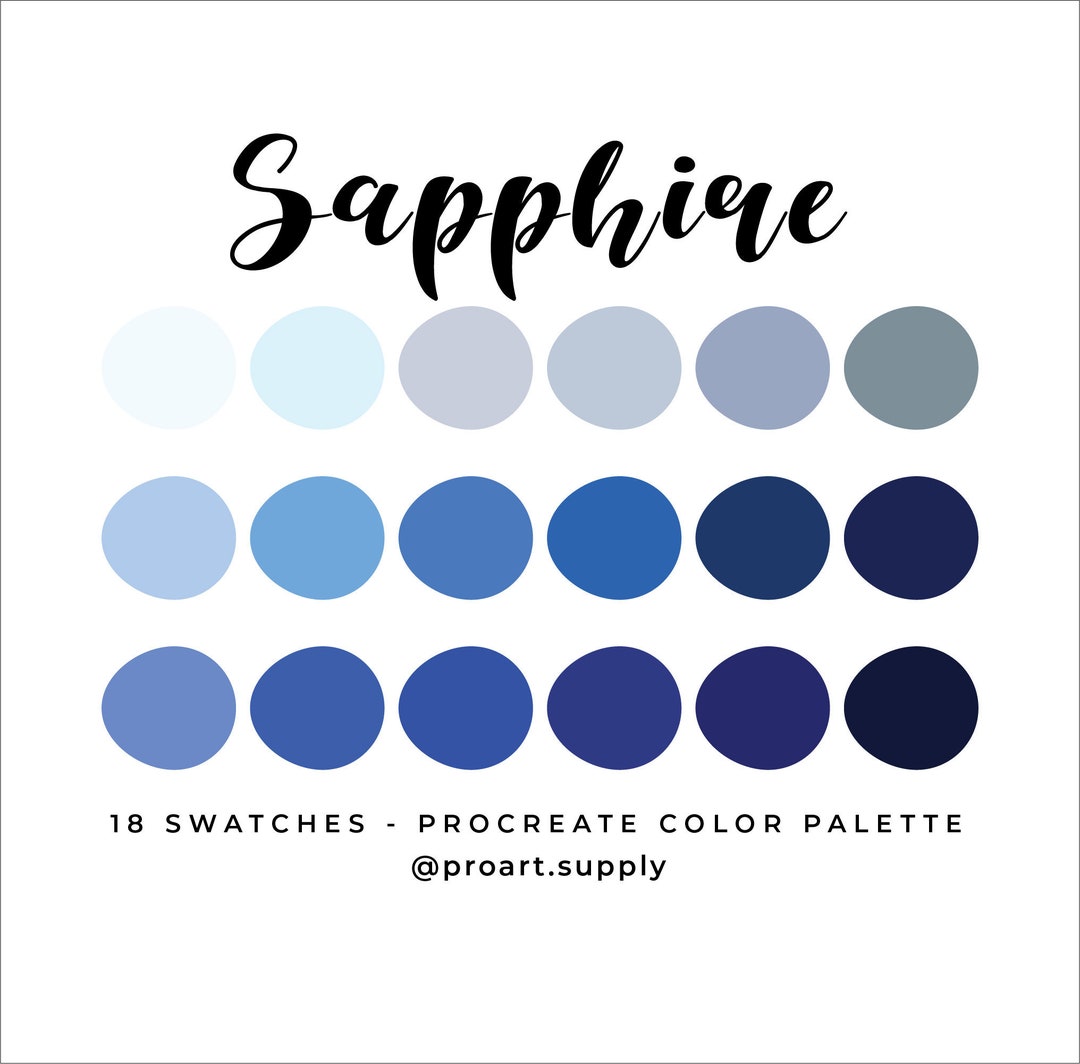 SAPPHIRE PROCREATE Color Palette Hex Codes Blue for iPad Digital ...