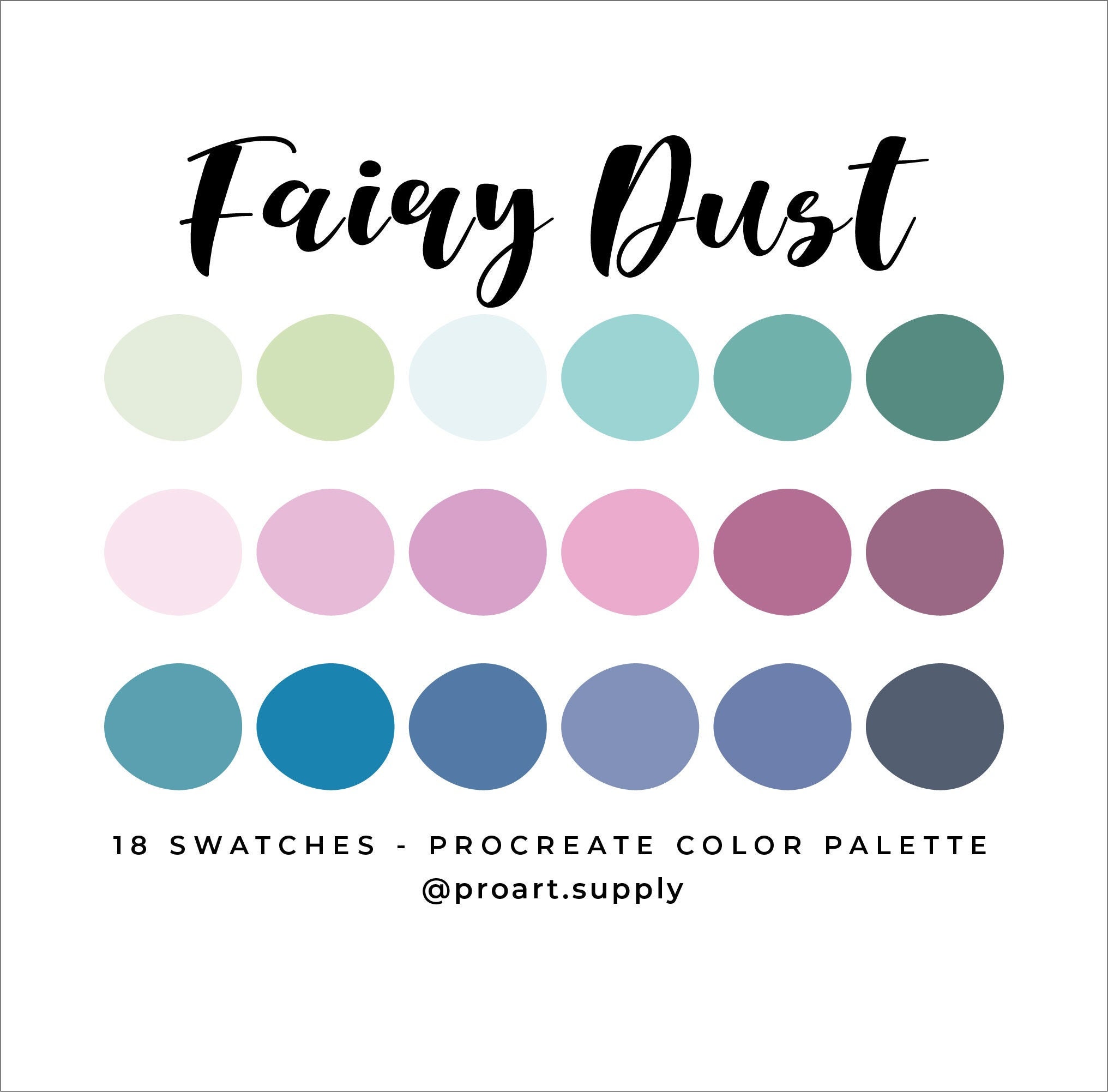 FAIRY DUST PROCREATE Color Palette Hex Codes Green, Pink, Blue for iPad ...
