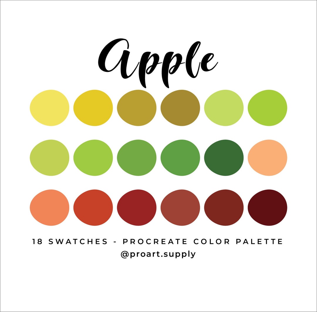 APPLE PROCREATE COLOR Palette Hex Codes Yellow, Green, Red for iPad ...