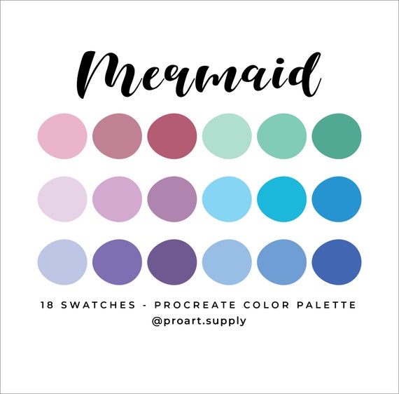 MERMAID PROCREATE Color Palette Hex Codes Pink Green - Etsy