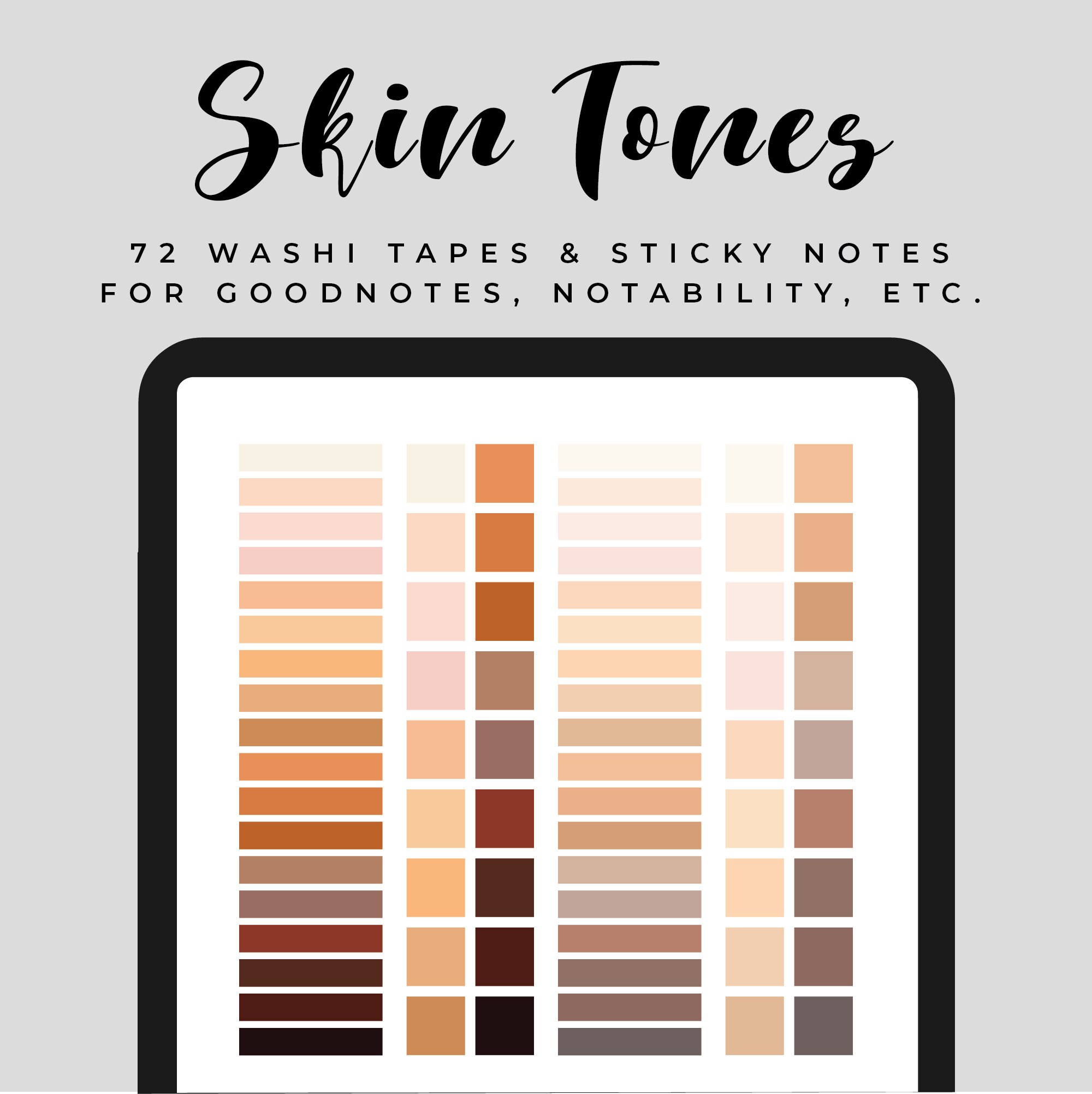 Digital Washi Tapes & Sticky Notes 72 PNG Files for Goodnotes and ...