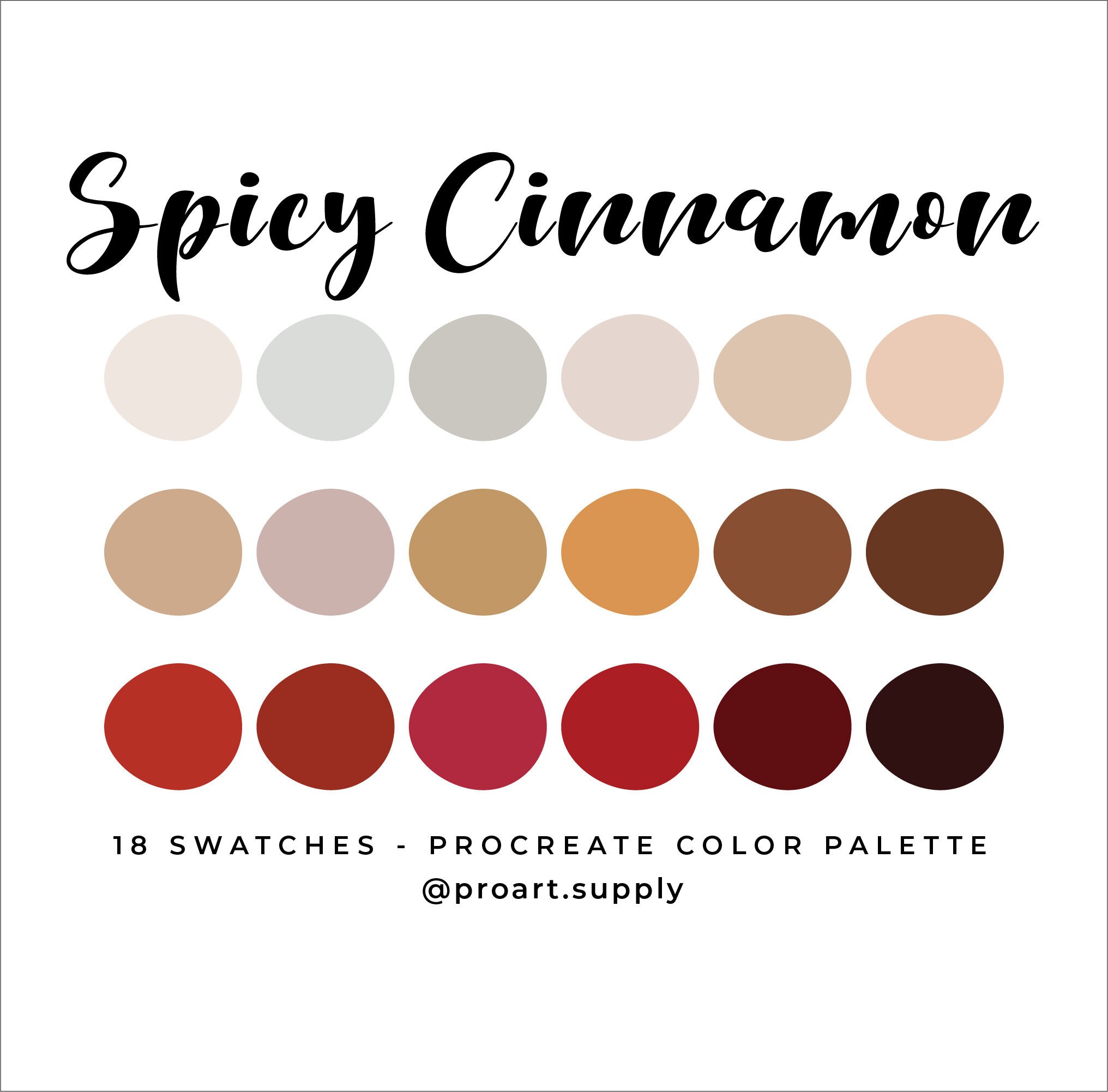 SPICY CINNAMON PROCREATE Color Palette Hex Codes Beige, Gray, Orange ...