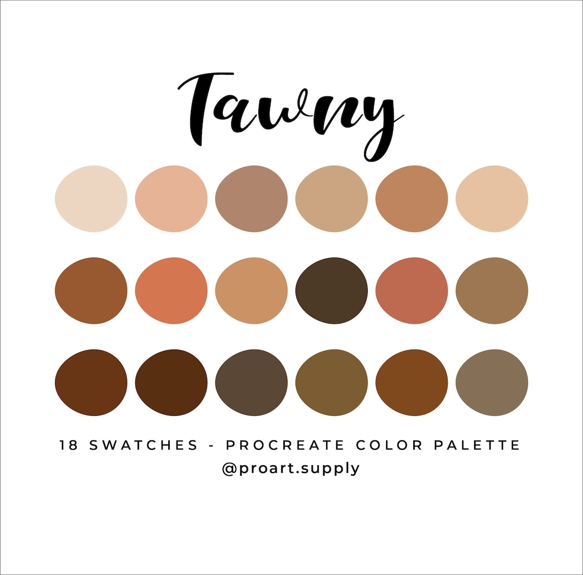 TAWNY PROCREATE Color Palette Hex Codes Tan, Brown for iPad Digital ...
