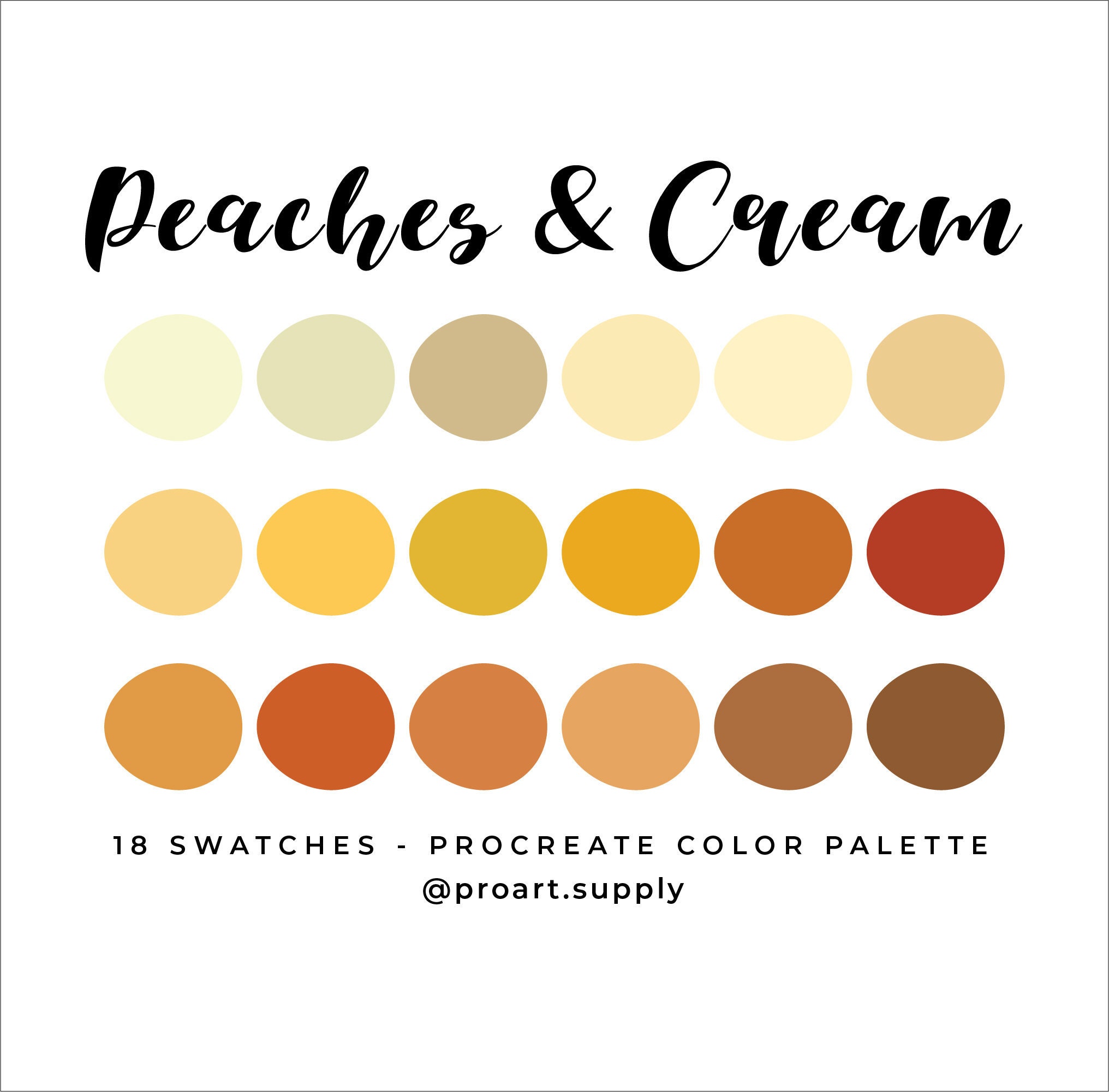 Peaches And Cream Procreate Color Palette Hex Codes Yellow Orange Brown