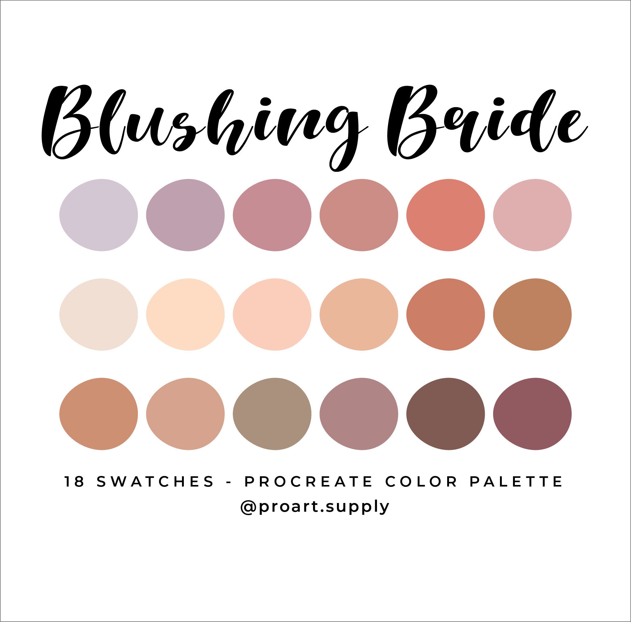 Blushing Bride Procreate Color Palette Hex Codes Peach Pink Purple