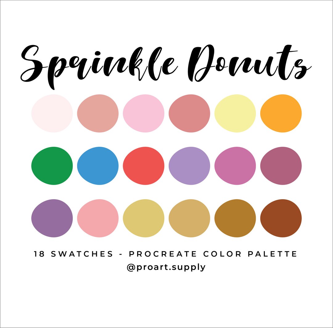 SPRINKLE DONUTS PROCREATE Color Palette Hex Codes Brown, Pink, Tan ...