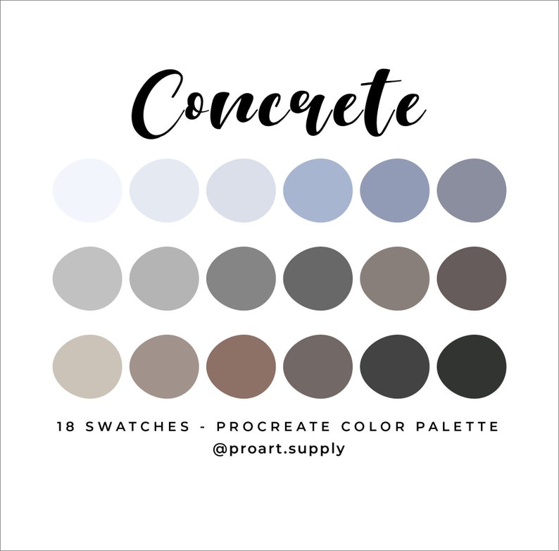 CONCRETE PROCREATE Color Palette Hex Codes Gray, Blue, Purple for iPad ...