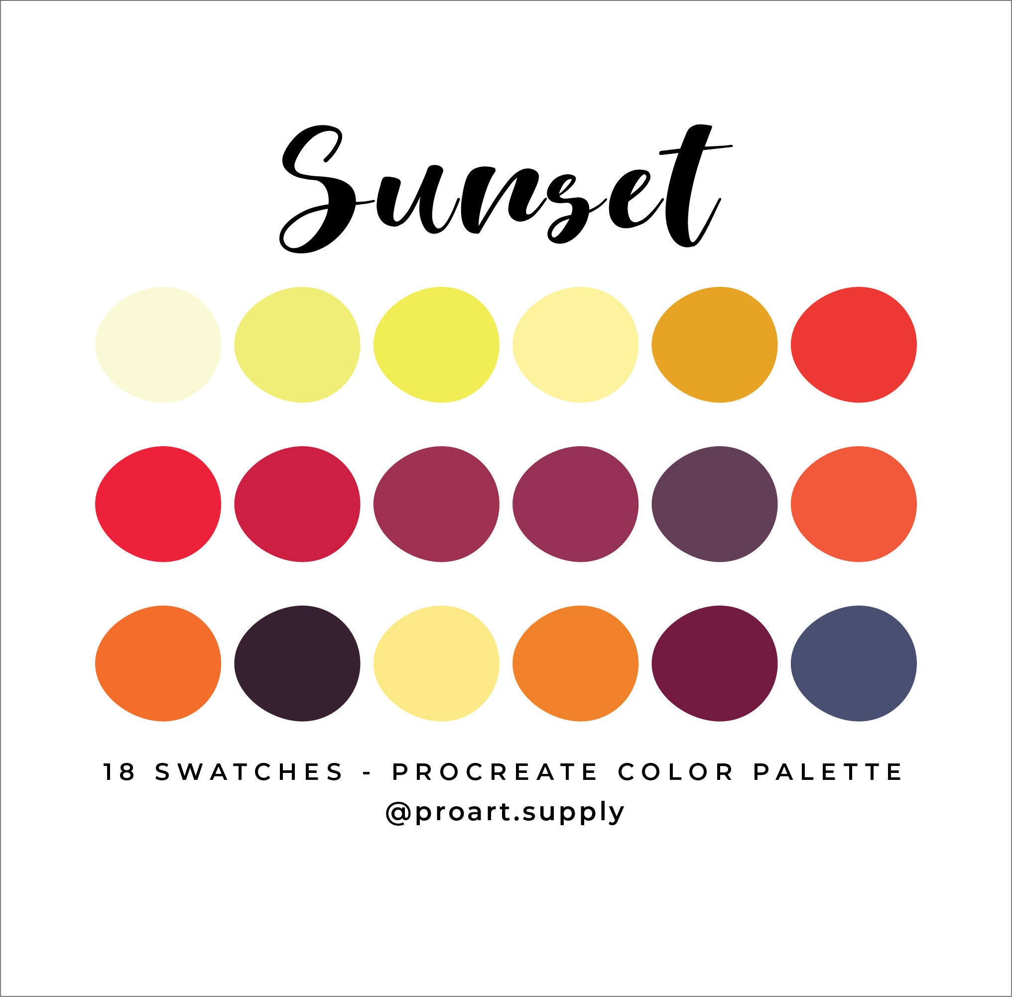 Pink Purple Procreate Palette Sunset Procreate Color Palette Sunset 