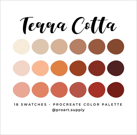TERRA COTTA PROCREATE Color Palette Hex Codes Red Orange | Etsy