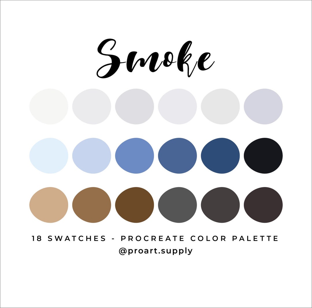 SMOKE PROCREATE Color Palette Hex Codes Gray, Blue, Brown for iPad ...