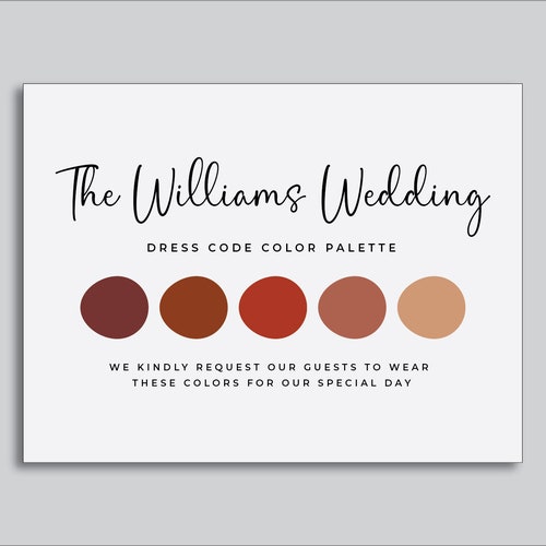 CUSTOM PARTY WEDDING Color Card Dress Code Attire Colors - Etsy CUSTOM PARTY WEDDING Color Card Dress Code Attire Colors - Etsy