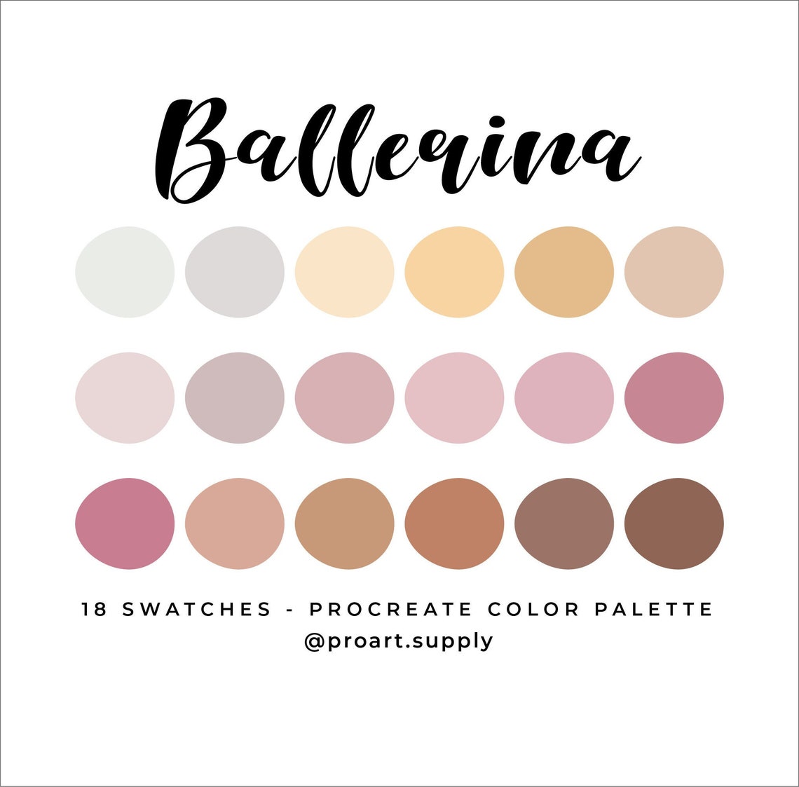 BALLERINA PROCREATE COLOR Palette Hex Codes Gray, Pink, Brown for iPad ...