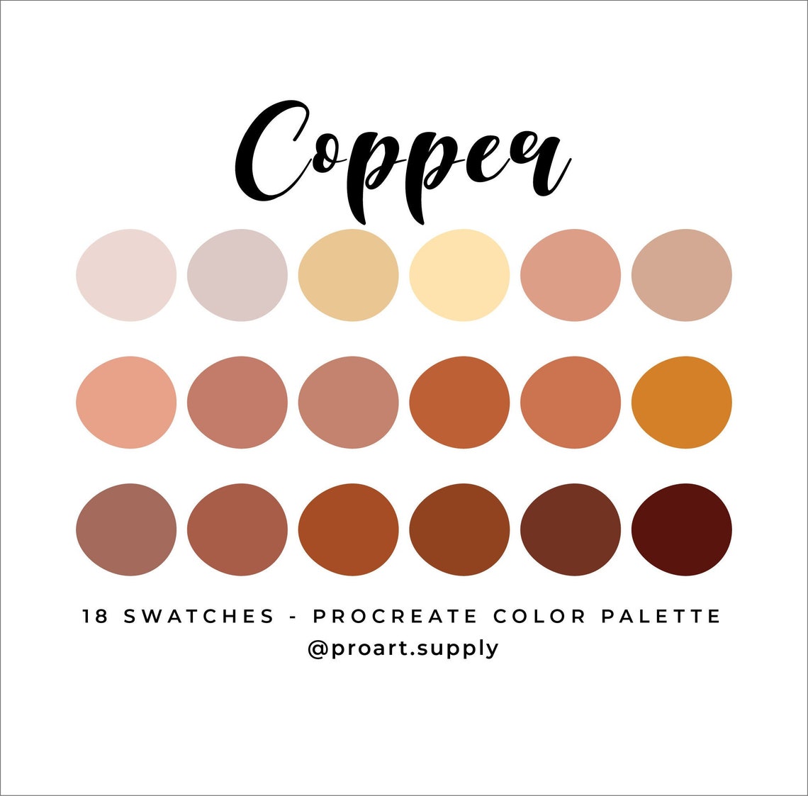 KOPER PROCREATE Kleurenpalet Hex Codes Grijs Oranje Tan Bruin Voor koper-procreate-kleurenpalet-hex-codes-grijs-oranje-tan-bruin-voor