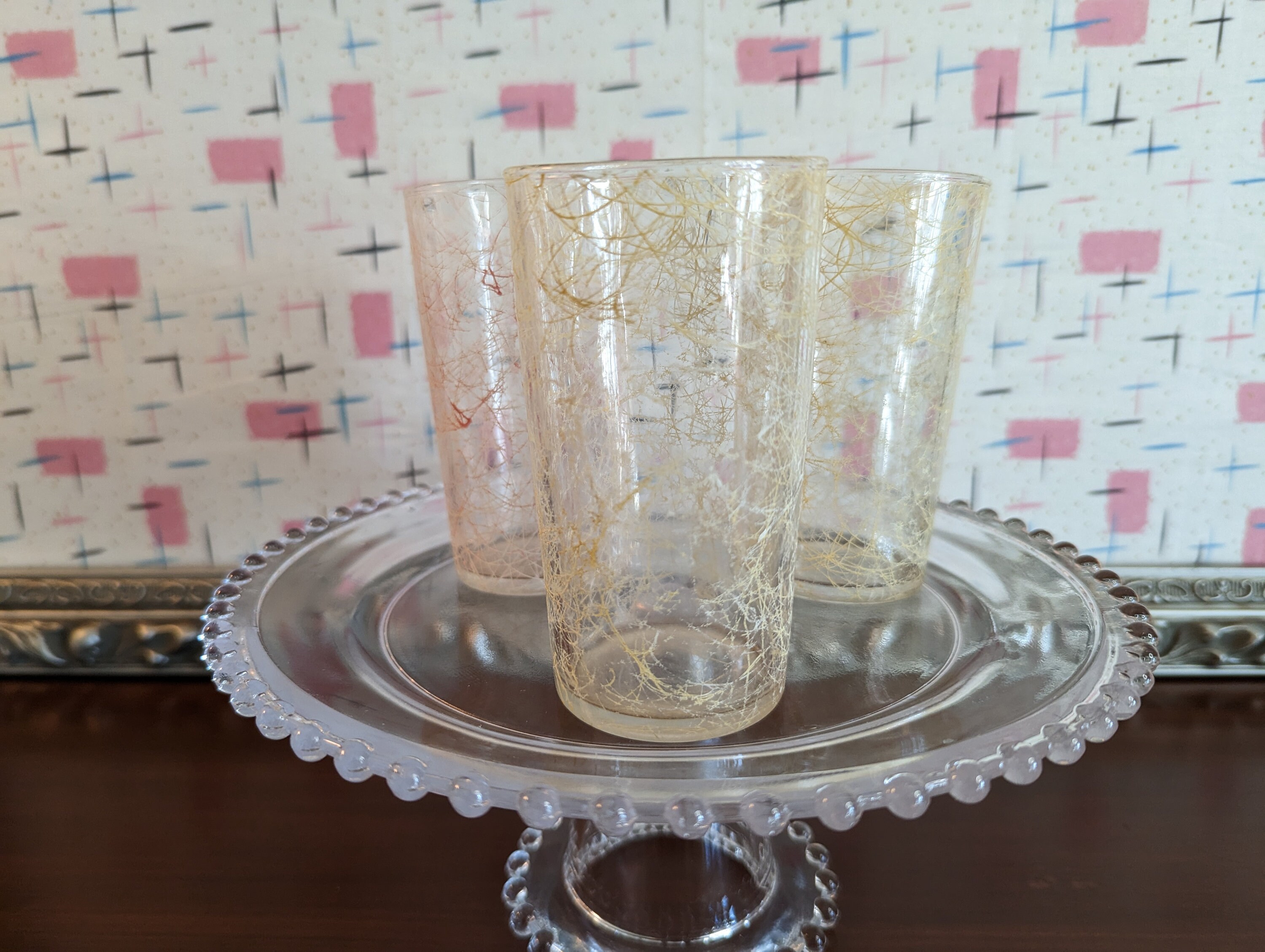 Vintage MCM Spaghetti String Cocktail Glasses Set of 3 Pink - Etsy