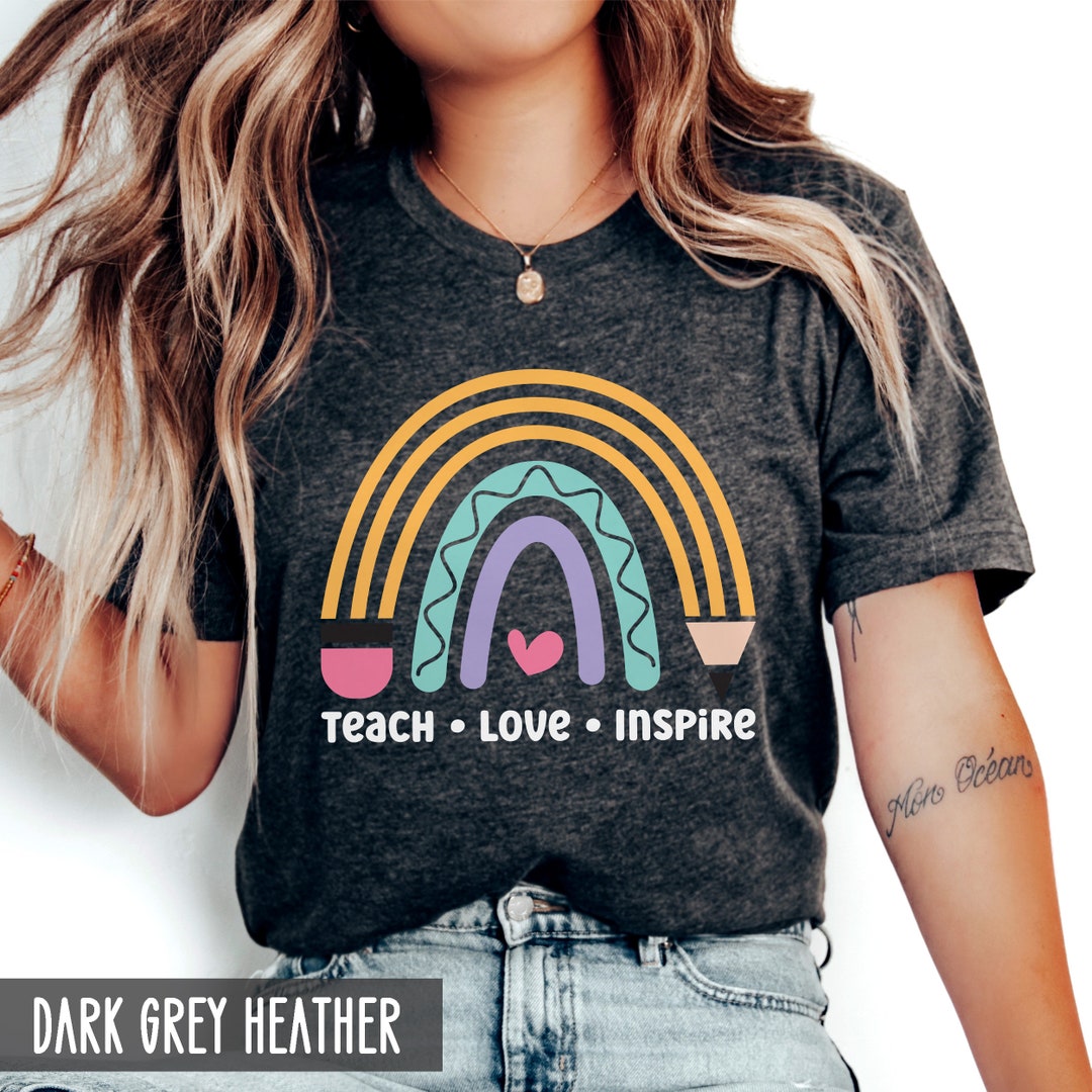Fall Rainbow Teacher Shirt, Teach Love Inspire, Doing Teacher Stuff ...