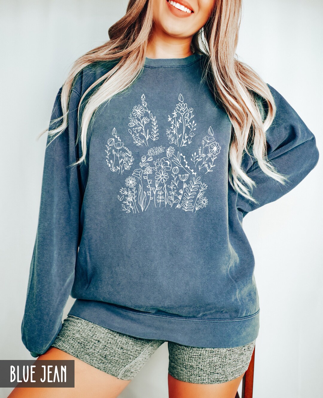 Comfort Colors® Dog Paw Sweatshirt, Floral Dog Paw, Dog Mama Shirt, Dog ...