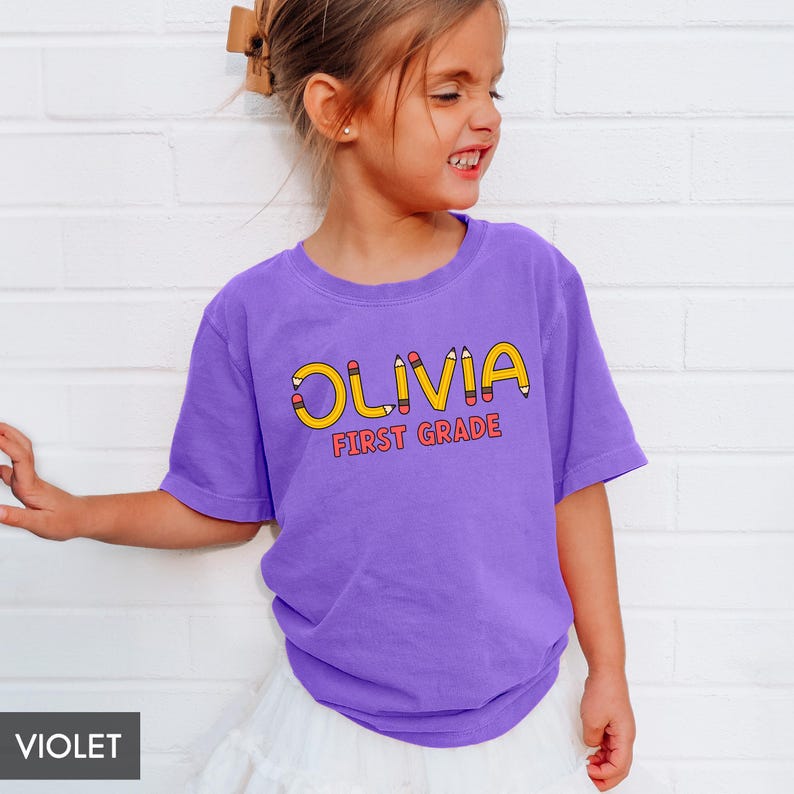 Comfort Colors® Back to School Kids Tshirt, Personalized Name Shirt ...
