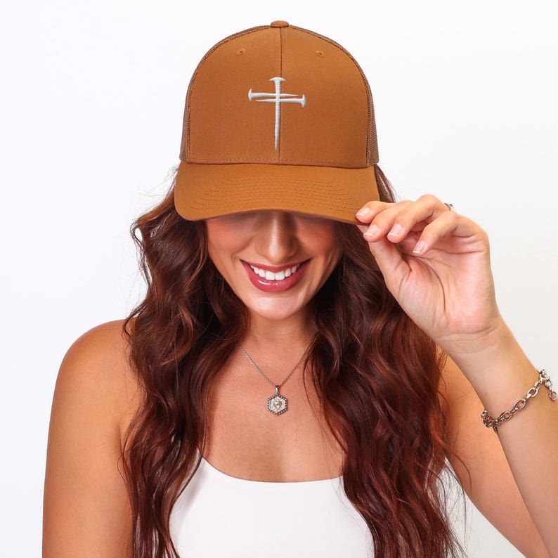 Christian Embroidered Trucker Hat, Nails & Cross Mesh Back Mens ...