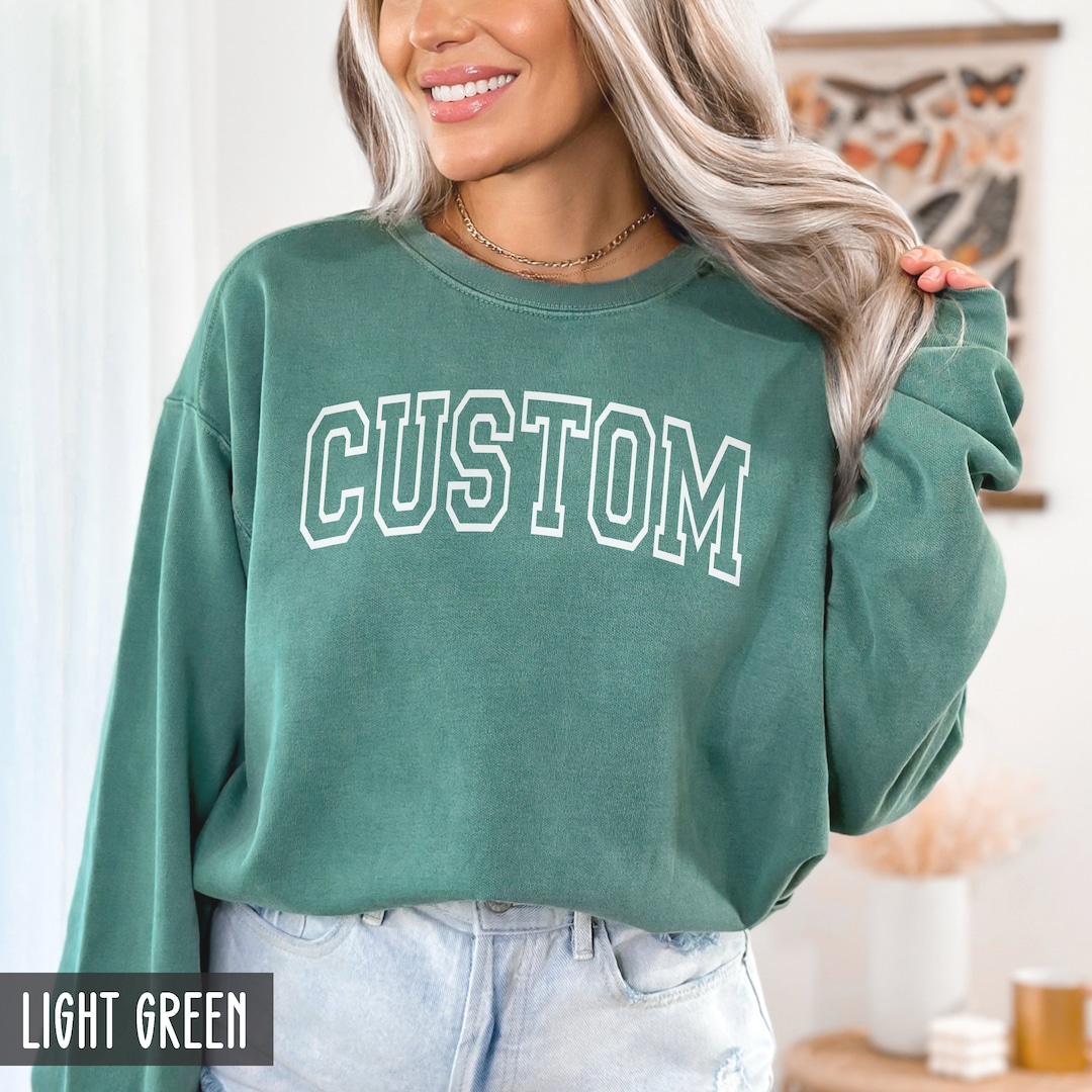 Comfort Colors® Custom Sweatshirt, Personalized Gift, Your Custom Text Crewneck, Christmas or ...