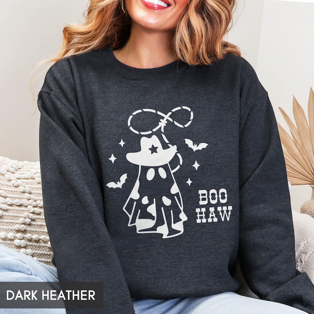 Boo Haw Western Ghost, Cowboy Halloween, Fall Sweatshirt, Spooky ...