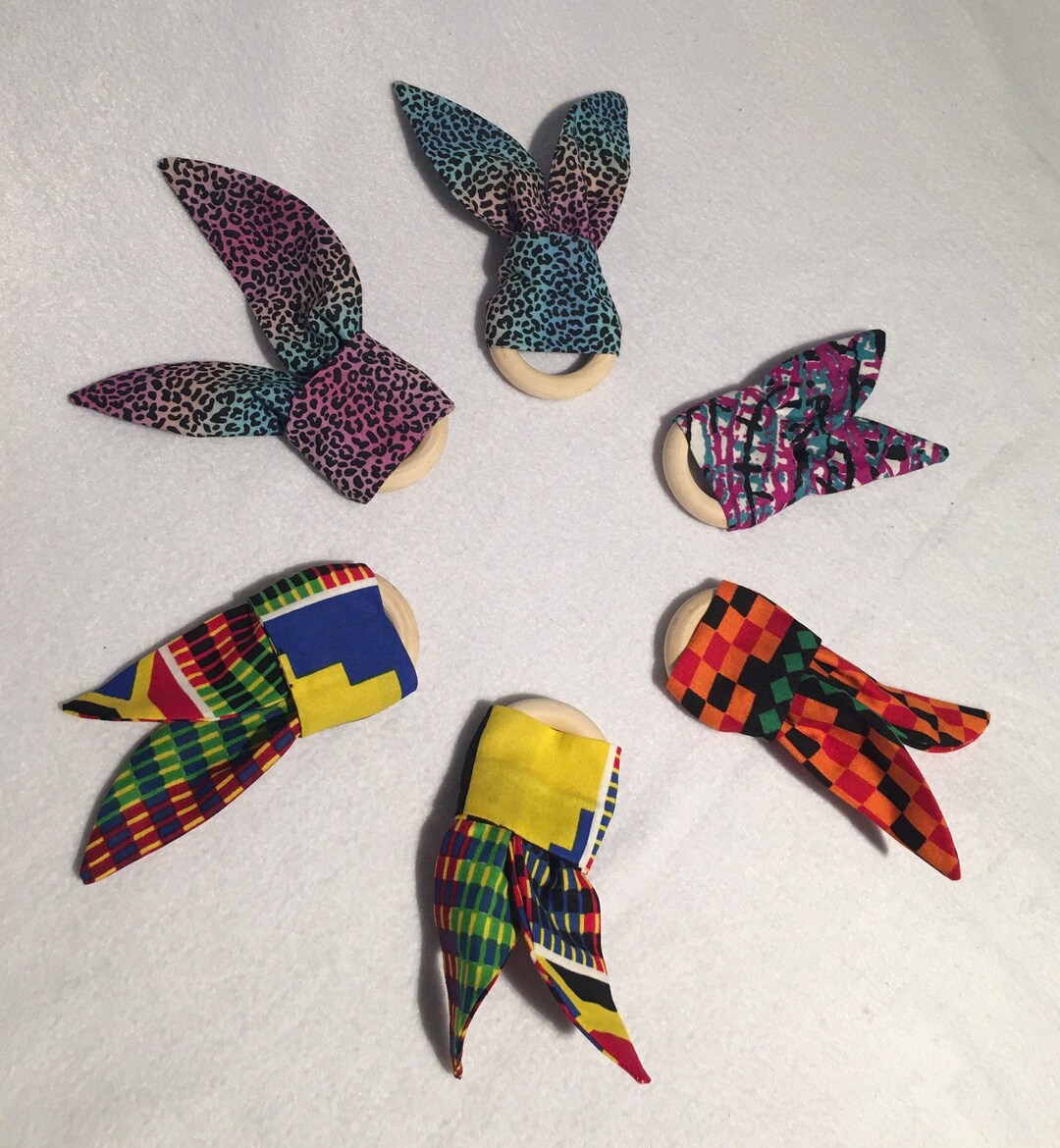 Baby Teething Ring Wooden Tether Fabric Teething Ring - Etsy