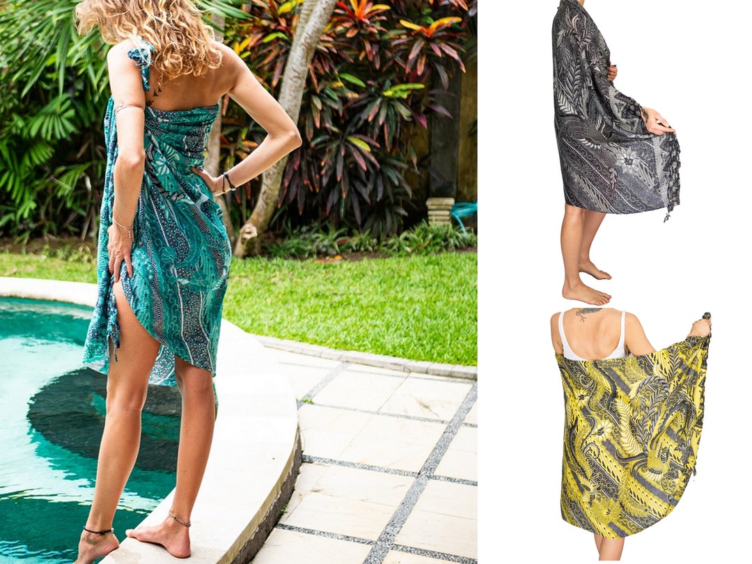 Scarf Pareo Beach Wrap Skirt Sarong Scarf Loop Beach Dress - Etsy