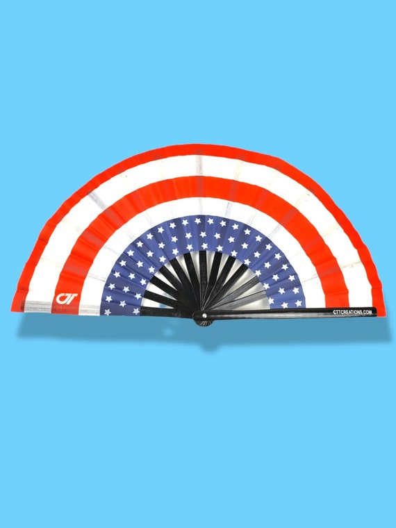 USA American Flag Pleated Patriotic Flag Hand Fan - Etsy