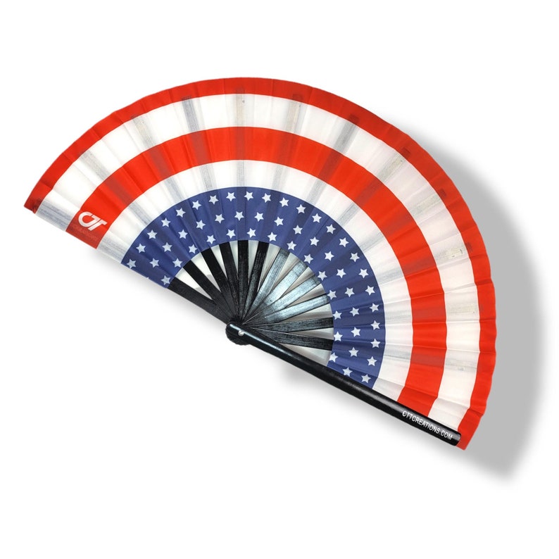 USA American Flag Pleated Patriotic Flag Hand Fan - Etsy