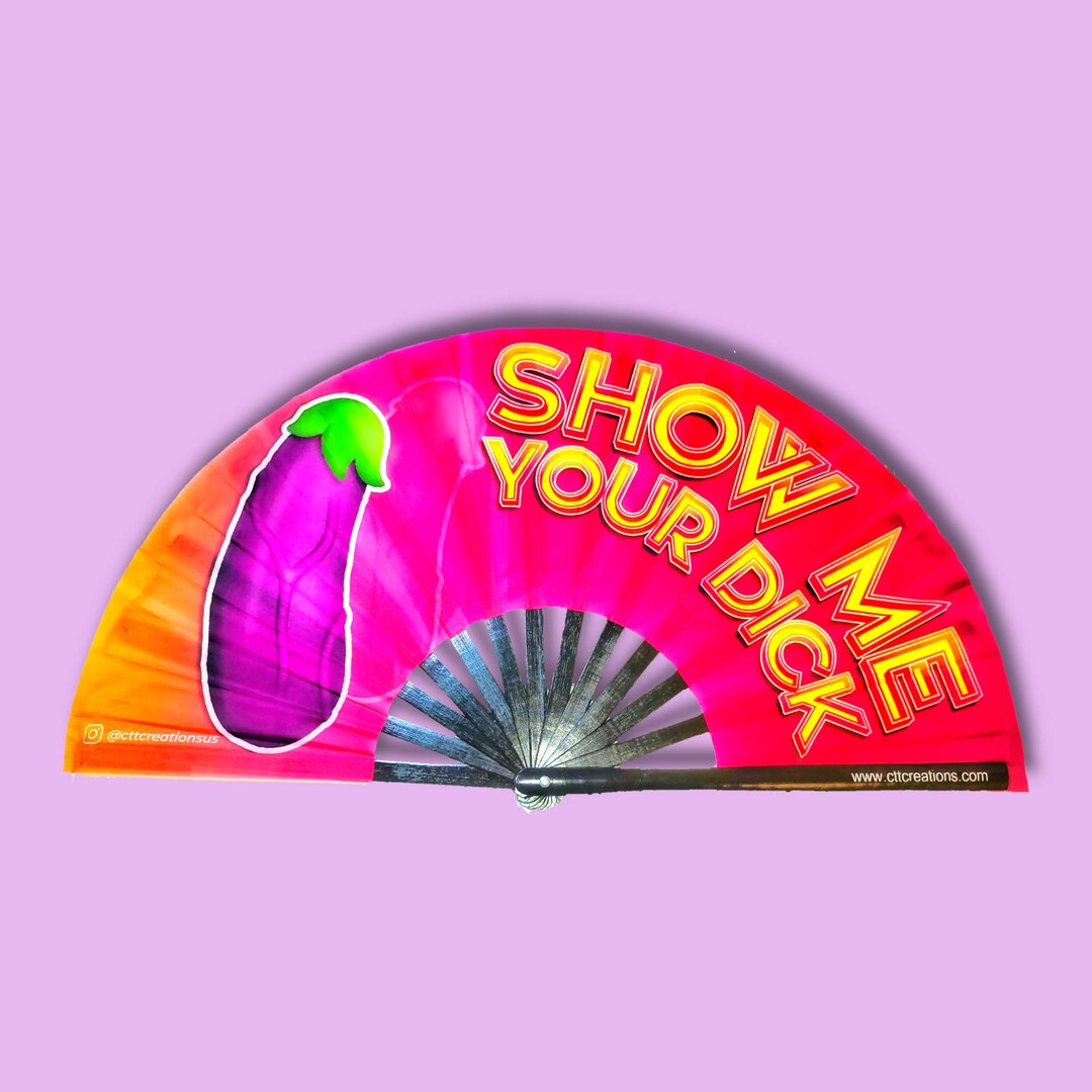 Rave Hand Fan Show Me Your Dick Foldable Fan Sturdy Material Perfect For Outside Events Raves Or