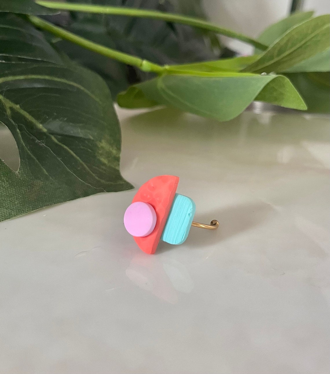 Bauhaus Layered Pastel Ring Polymer Clay Ring Lightweight Ring ...