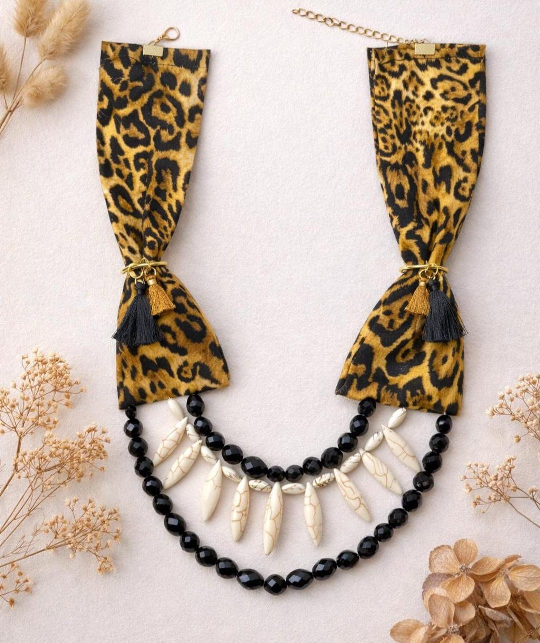 Extravagant Chunky Leopard Print Statement Necklace – Bold Oversized ...