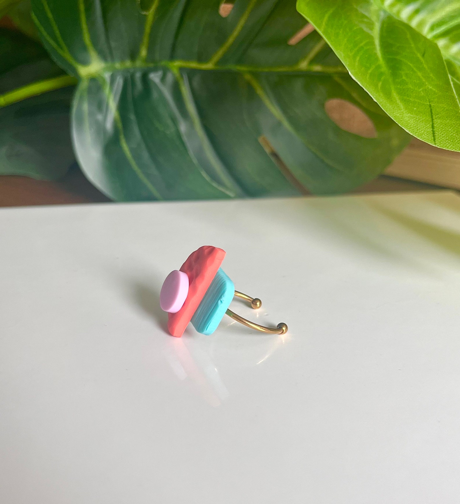 Bauhaus Layered Pastel Ring Polymer Clay Ring Lightweight Ring ...