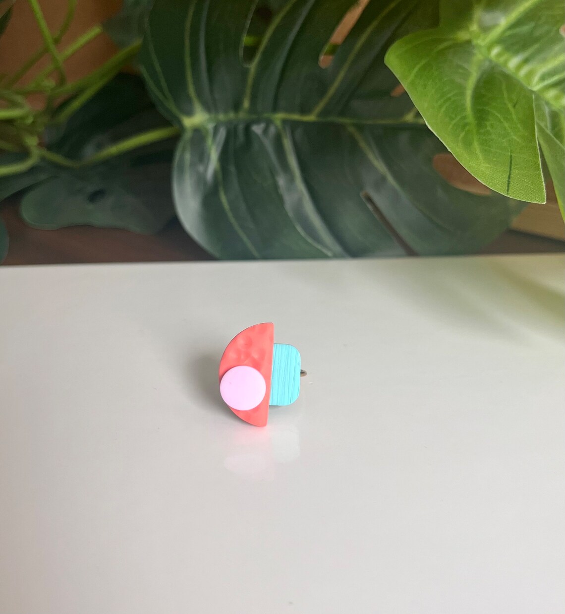 Bauhaus Layered Pastel Ring Polymer Clay Ring Lightweight Ring ...