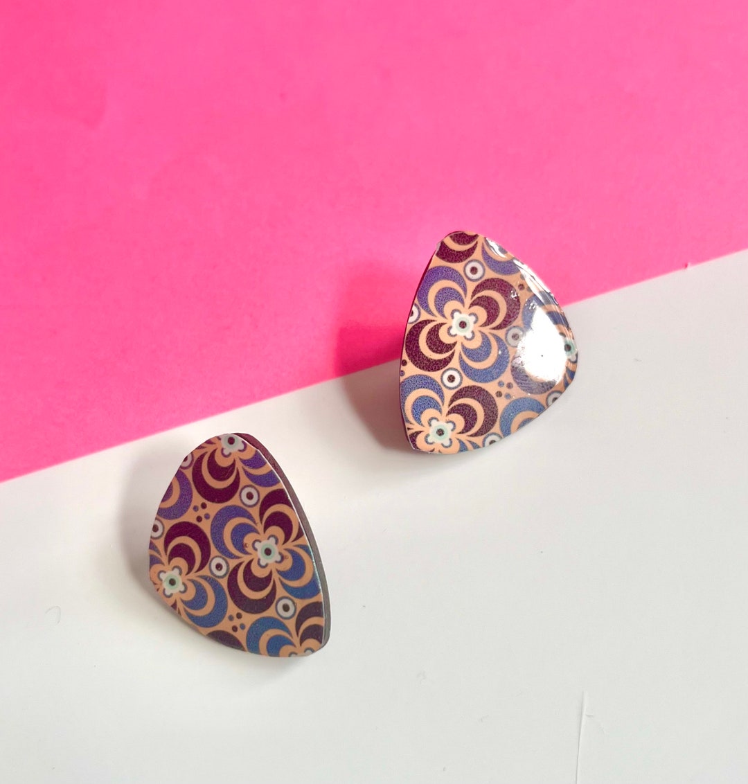 Retro Blossom Patterned Oversized Ear Stud Geometric Earrings Unique ...