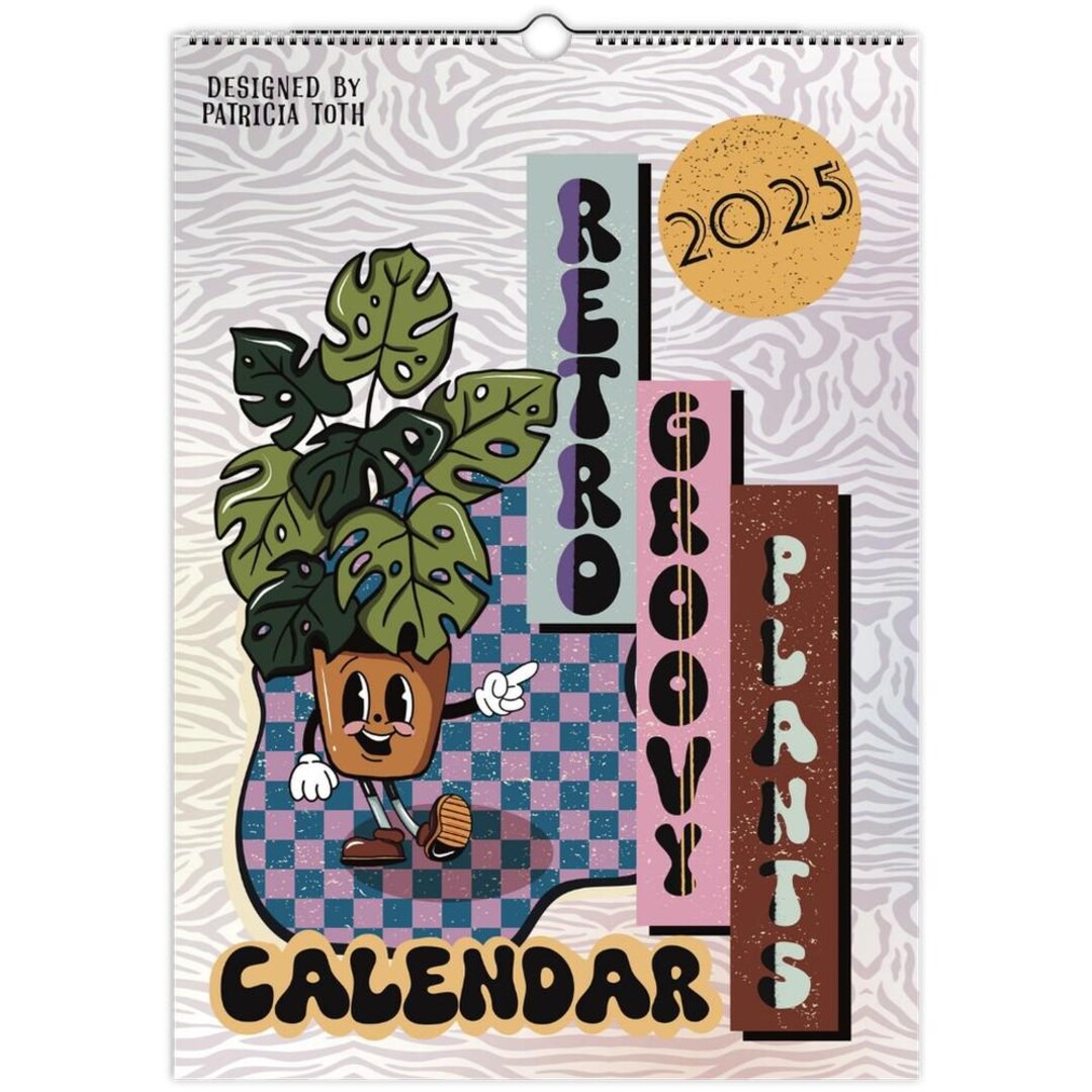 Groovy Cute Plants Wall Calendar 2025 Retro Funky Wall Calendar Vintage ...